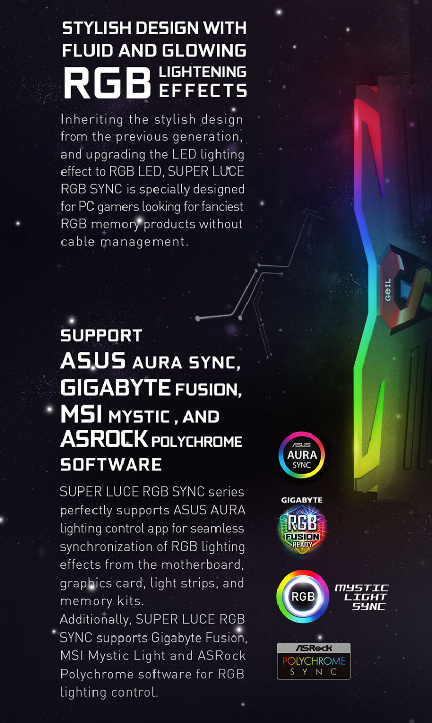 Ram GEIL Super Luce RGB 16GB DDR4 3200Mhz White