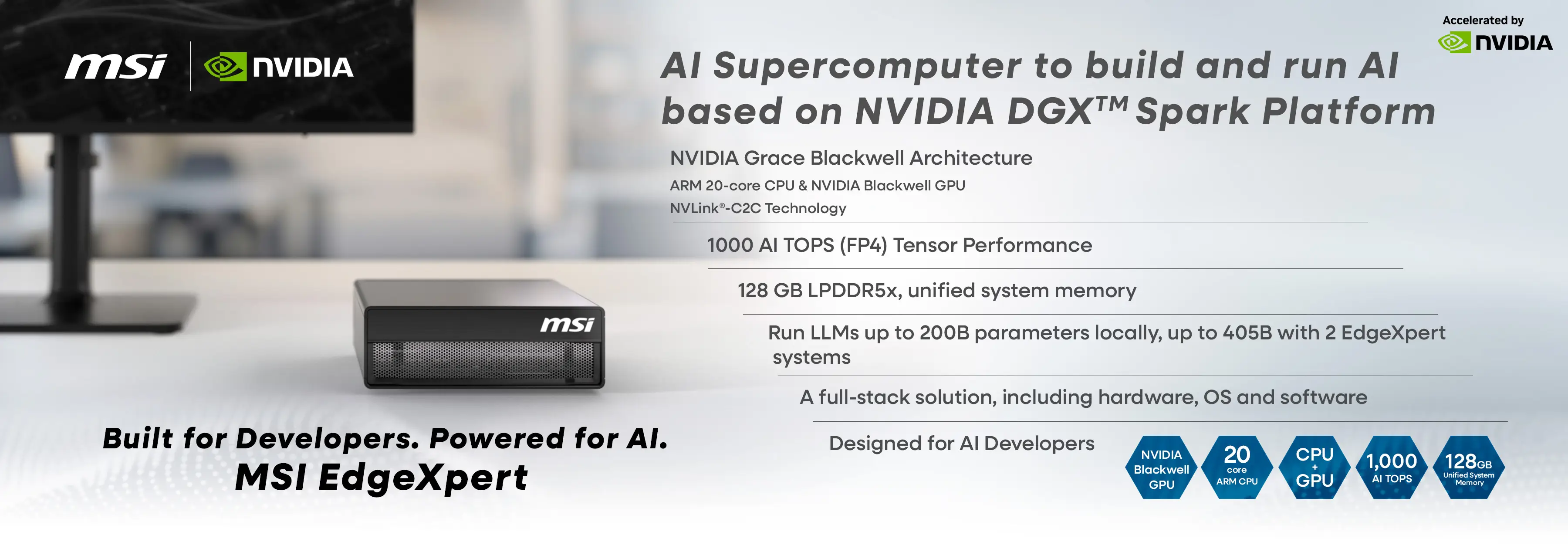Máy Trạm AI MSI EdgeXpert DGX Spark – NVIDIA Blackwell GPU