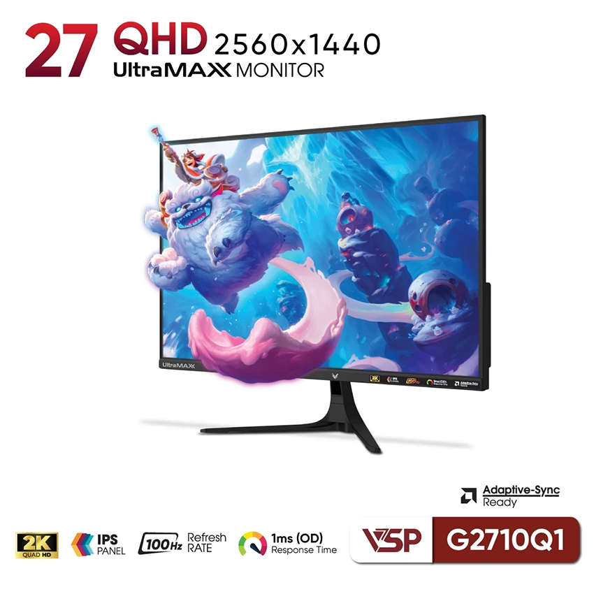 Màn Hình VSP G2710Q1 27 Inch 2K QHD IPS 100Hz 1ms Đen