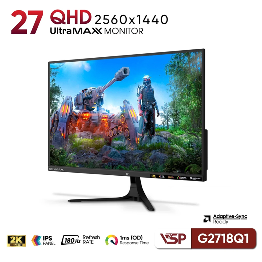 Màn Hình VSP G2718Q1 27 Inch 2K QHD IPS 180Hz 1ms Đen